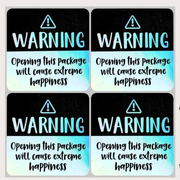Bags | 6 Pc Warning Opening Package Cause Extreme Happiness Stickers ...